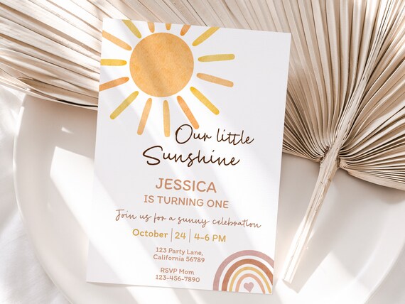 Our Little Sunshine Birthday Invitation You Are My Sunshine - Etsy