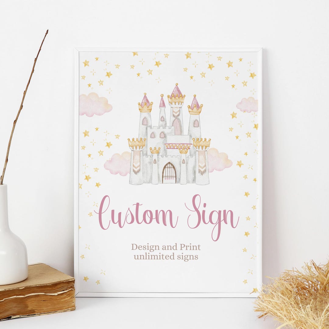Princess Custom Sign Princess Party Signs Princess Birthday Sign ...