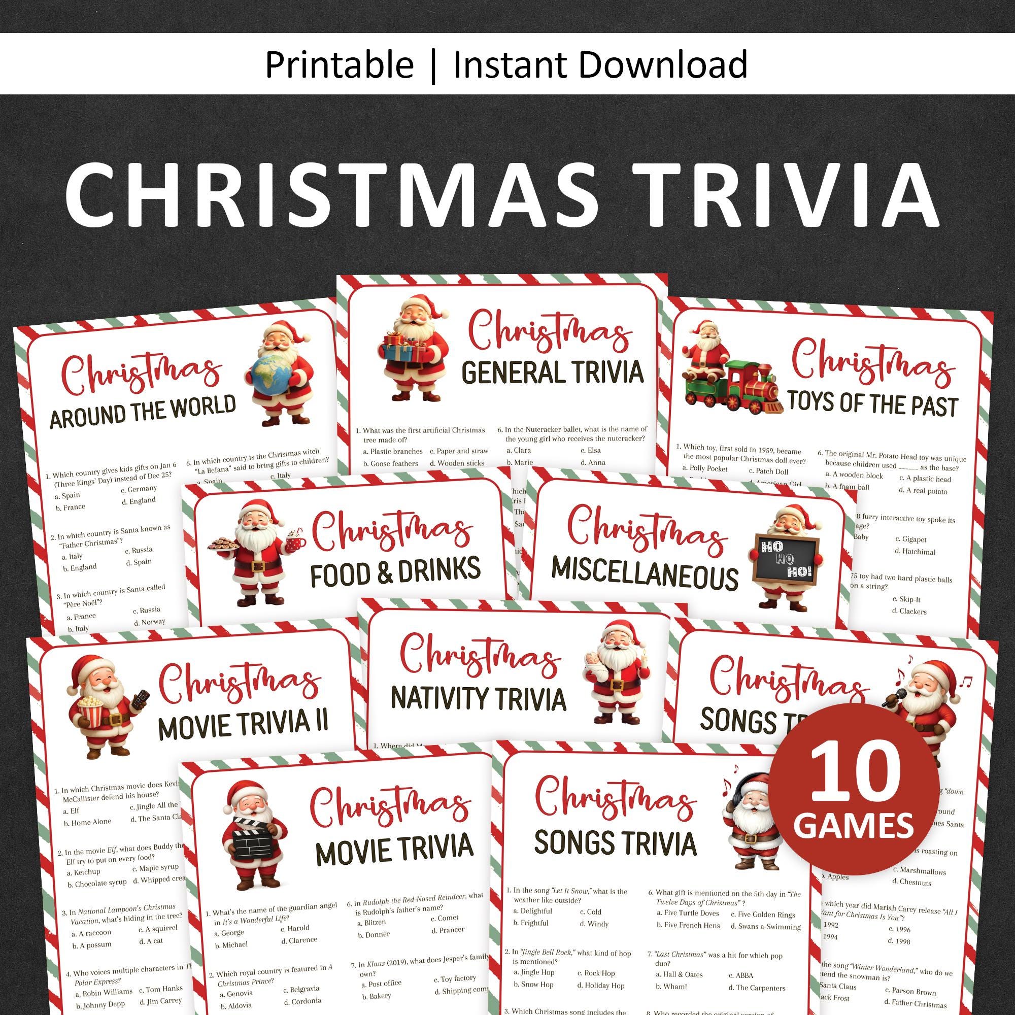 Christmas Trivia Game Printable Christmas Games for Adults Office Party ...
