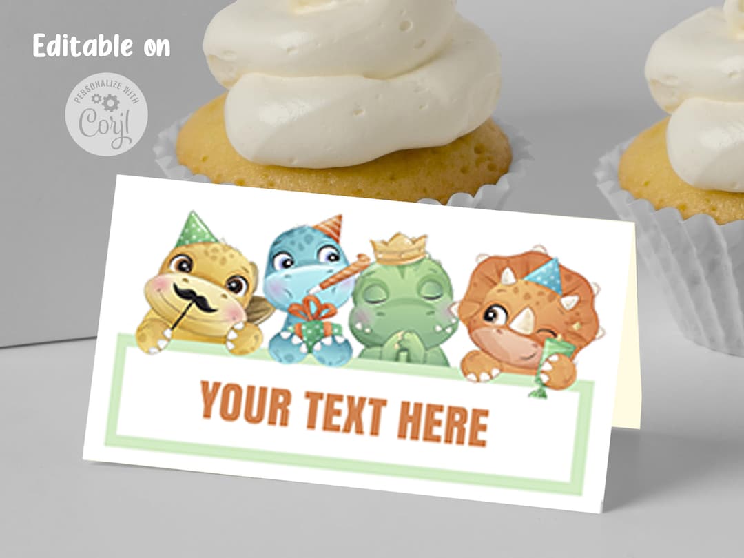 Dinosaur Food Label, Editable Dinosaur Birthday Party Food Cards, Tent ...