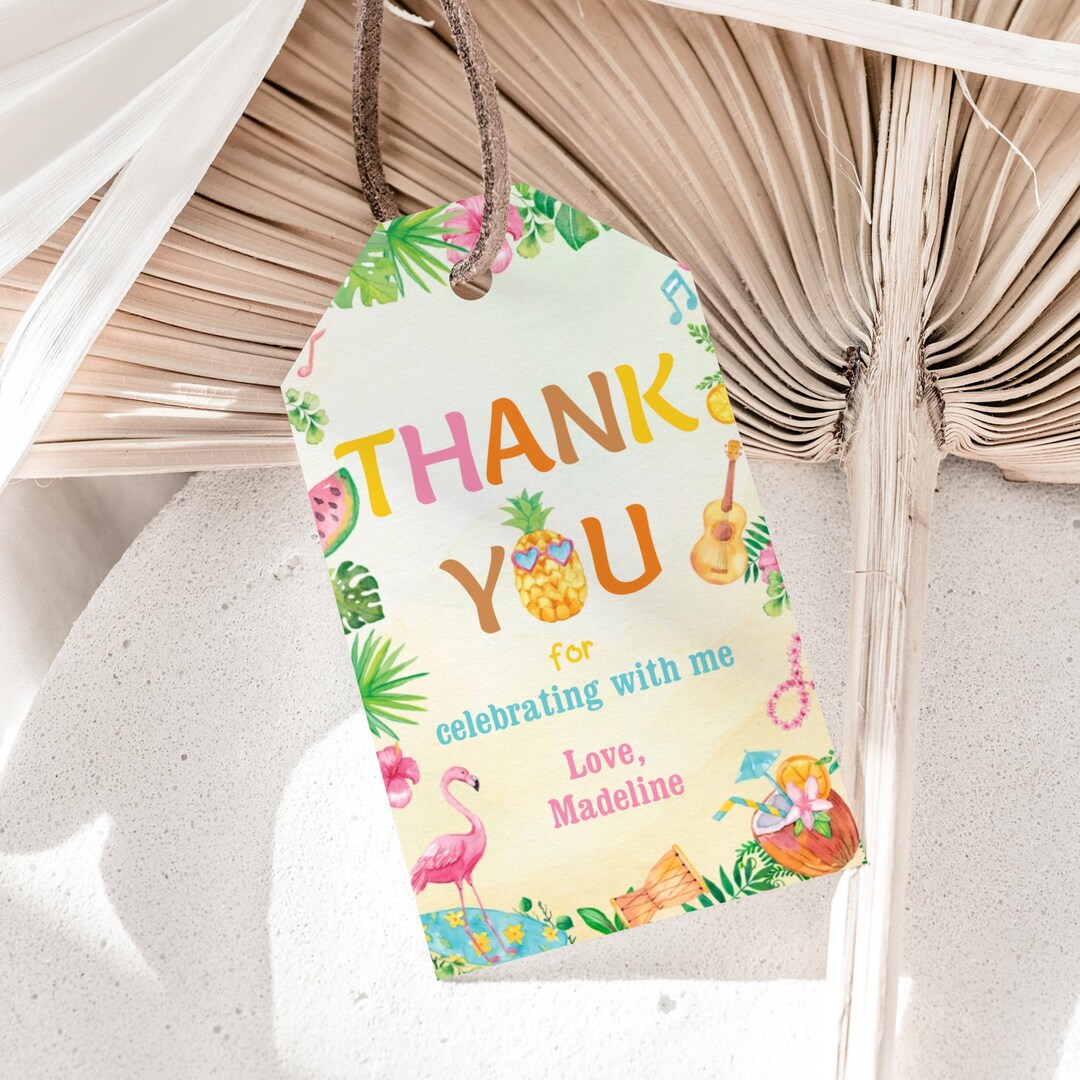 Luau Thank You Tags Hawaiian Party Favor Tags Aloha Gift Tags Tropical ...