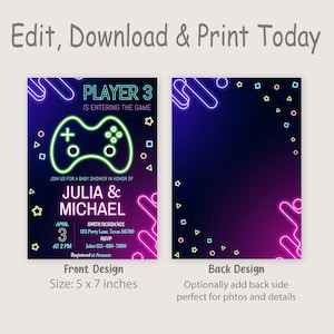 Video Game Baby Shower Invitation Gaming Boy Baby Shower Invite Gamer ...