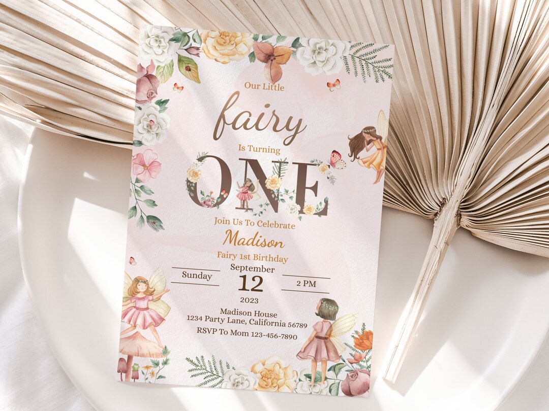 Fairy First Birthday Invitation My Fairy First Invitation Enchanted ...