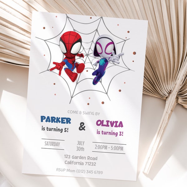 Spidey and His Amazing Friends Birthday Invitation Joint Party - Etsy