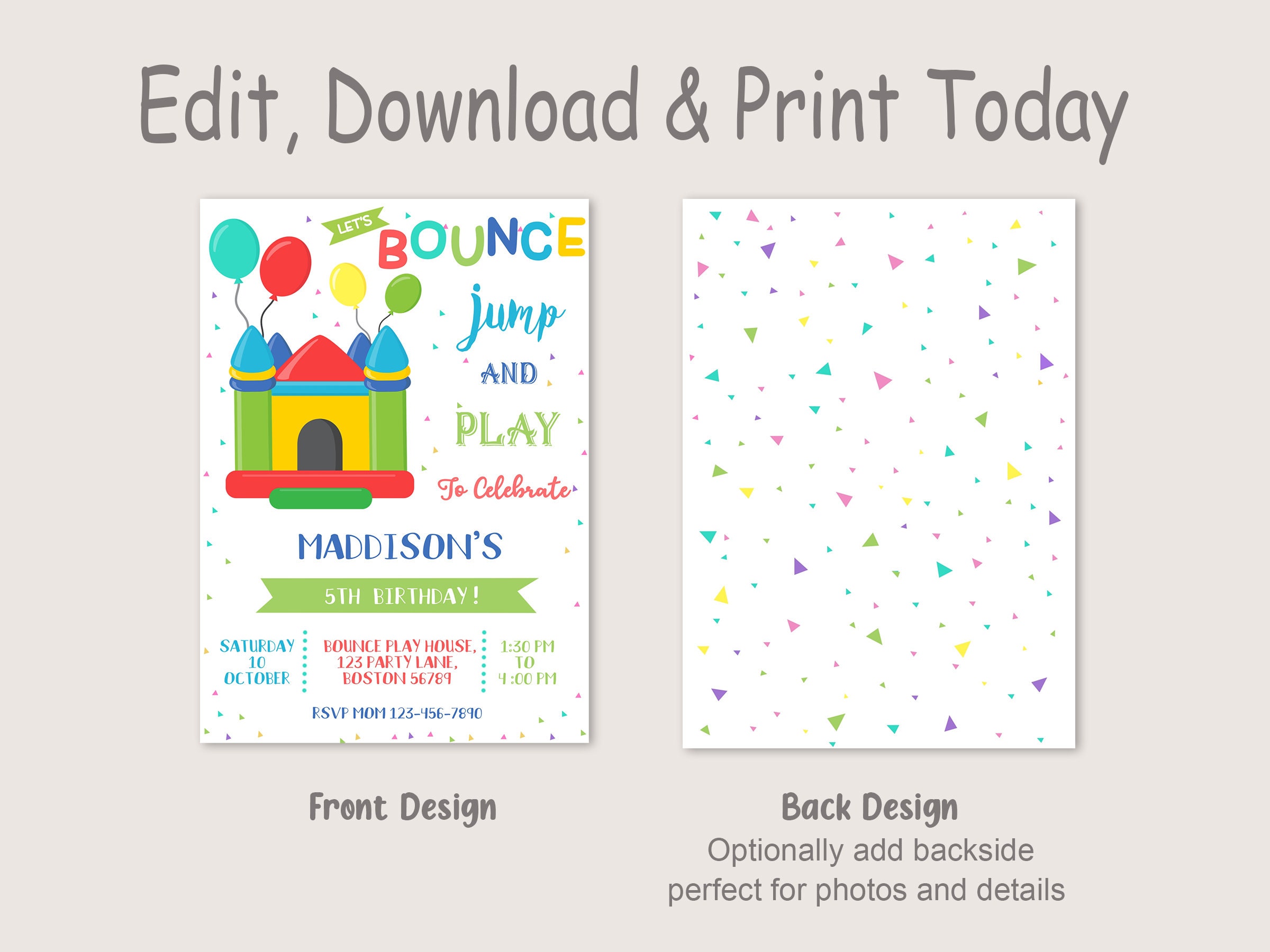 Editable Bounce House Birthday Invitation Bouncy House - Etsy