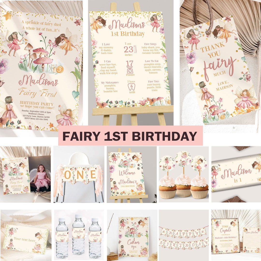 Fairy First Birthday Invitation Bundle My Fairy First Birthday ...