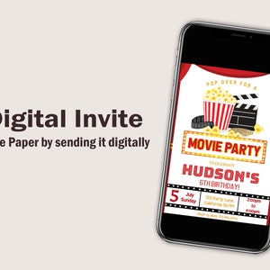 Movie Birthday Invitation Movie Night Invitation Movie Party Invitation ...