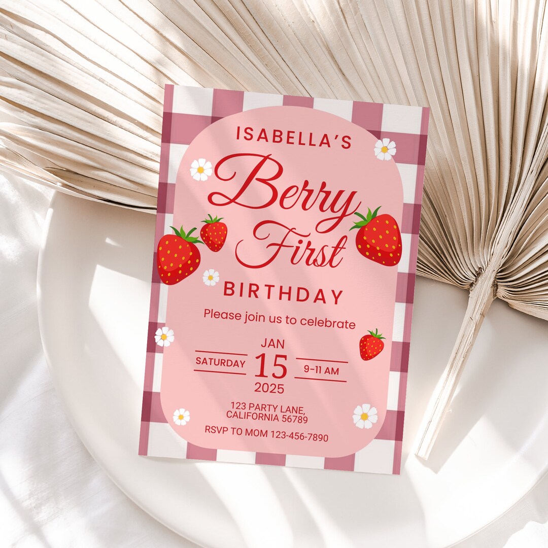 Berry First Birthday Invitation Strawberry Invitation First Birthday My ...