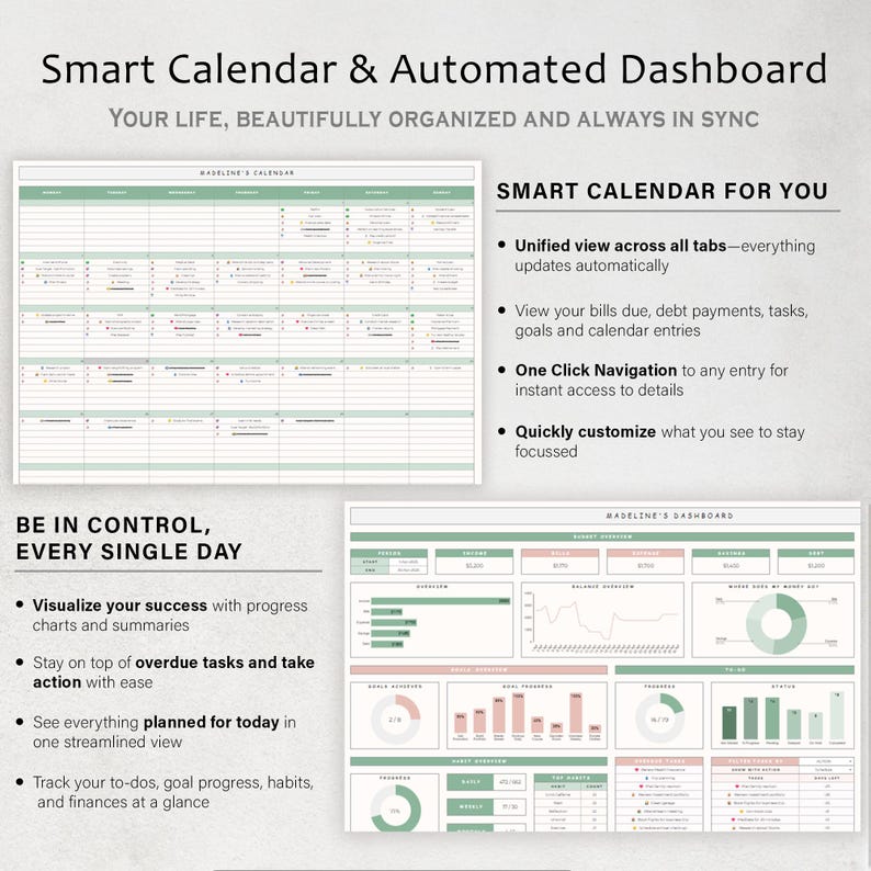 Life Planner Digital Planner Daily Planner Google Sheets Budget Tracker ...