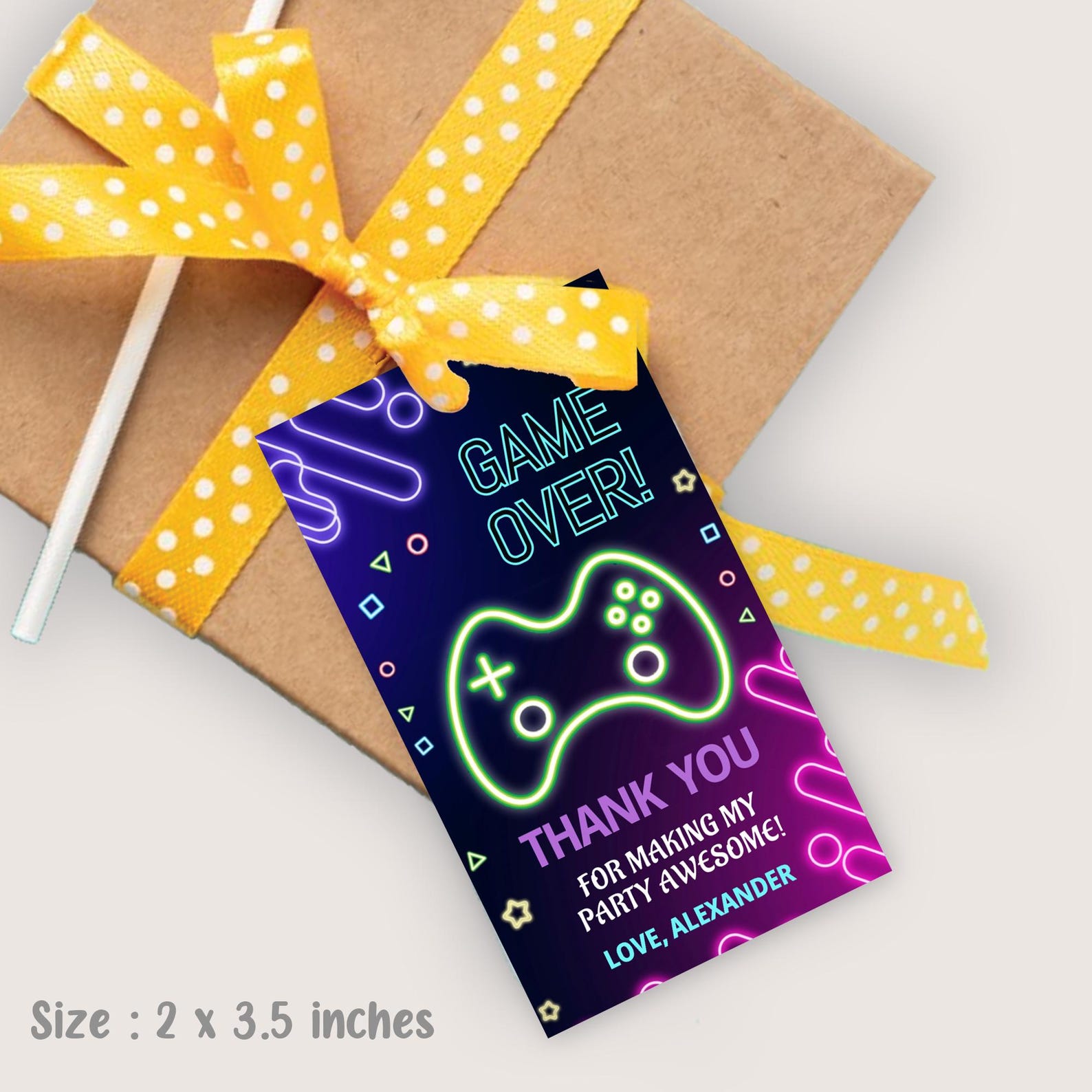 Video Game Favor Tag Editable Gamer Birthday Party Thank You Tags ...