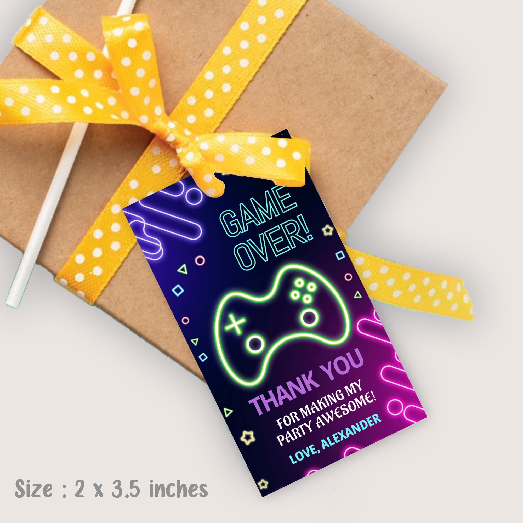 Video Game Favor Tag Editable Gamer Birthday Party Thank You Tags ...