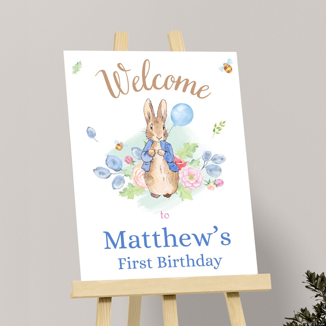 Peter Rabbit Welcome Sign Bunny Birthday Sign Flopsy Bunny First ...