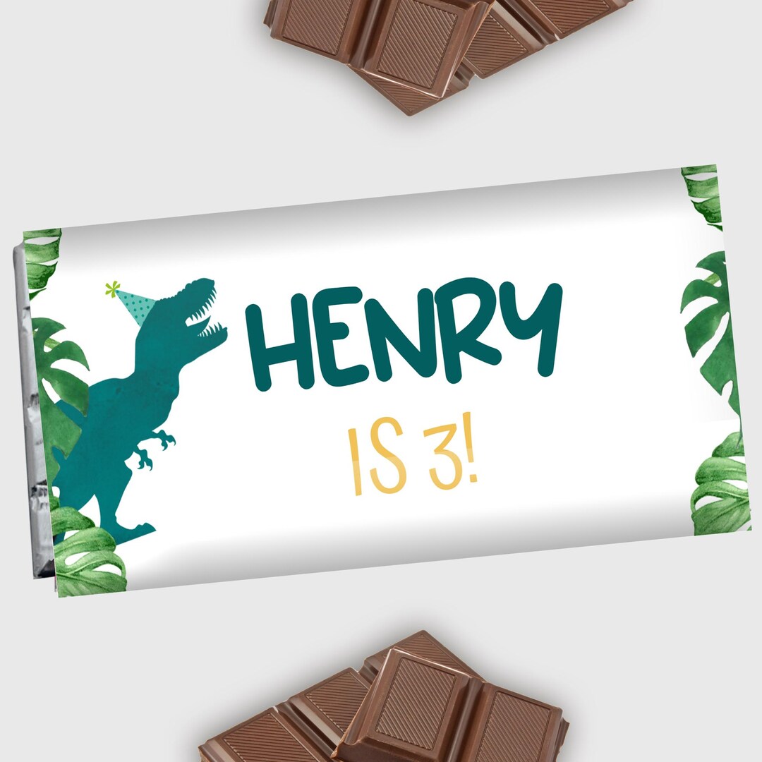 Three Rex Chocolate Label Dinosaur Wrapper Candy Bar Dino Chocolate Bar ...