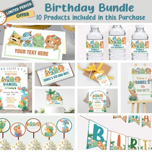Dinosaur Birthday Bundle Editable Printable Chip Bag - Etsy