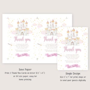 Princess Thank You Card Princess Thank You Note Princess Birthday ...