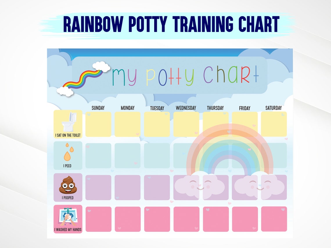 Rainbow Potty Chart Girl Potty Training Chart Colorful - Etsy