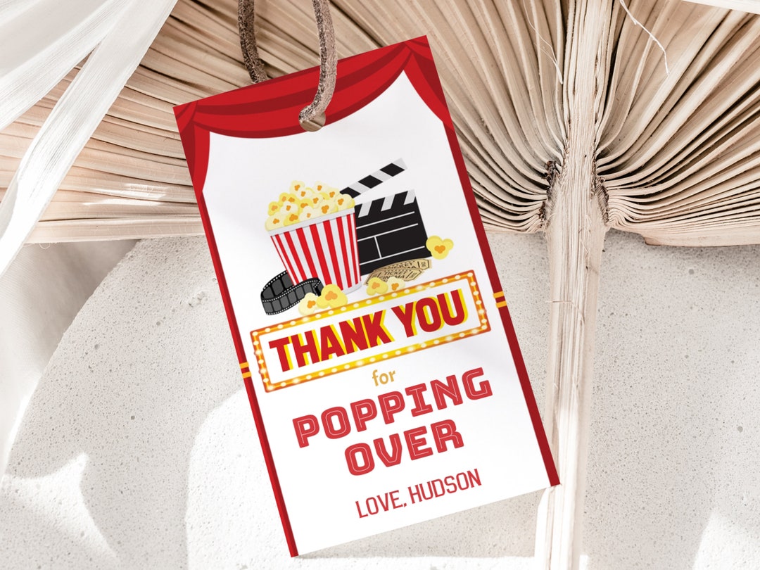 Movie Thank You Tags Movie Party Favors Movie Night Favor Tags Movie ...