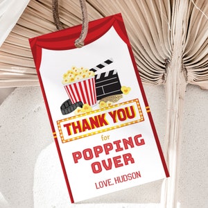 Movie Thank You Tags Movie Party Favors Movie Night Favor Tags Movie ...