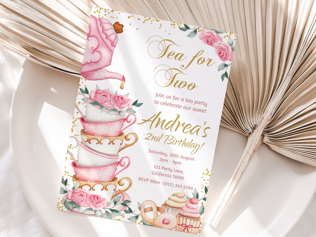 Tea for Two Birthday Invitation Tea for Two Invitation Tea Party 2nd ...