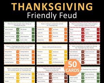 Thanksgiving Friendly Feud Printable Thanksgiving Games Thanksgiving ...