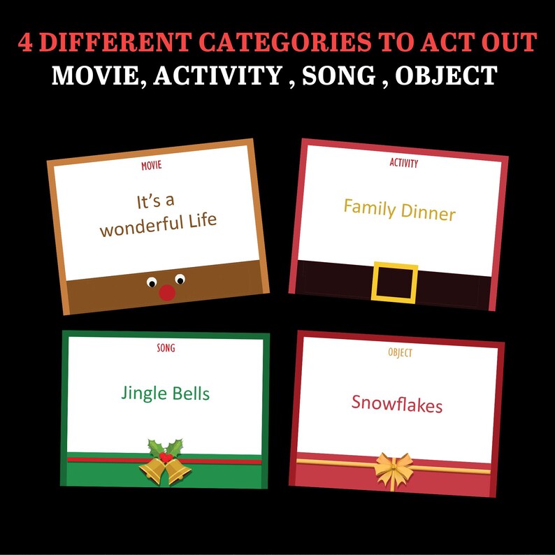 Christmas Charade Game PRINTABLE Christmas Games Christmas Party Games ...