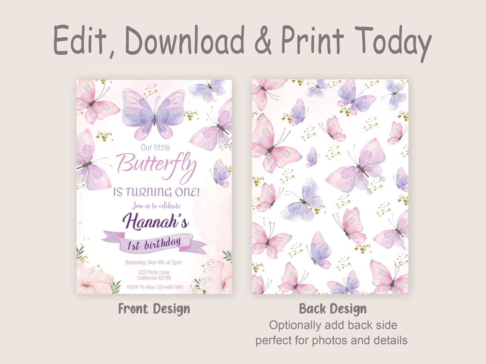 Butterfly Invitation Butterfly Birthday Invitation Butterfly - Etsy