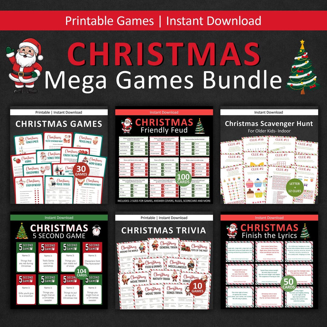 Christmas Game Bundle PRINTABLE Christmas Games for Adults Kids ...