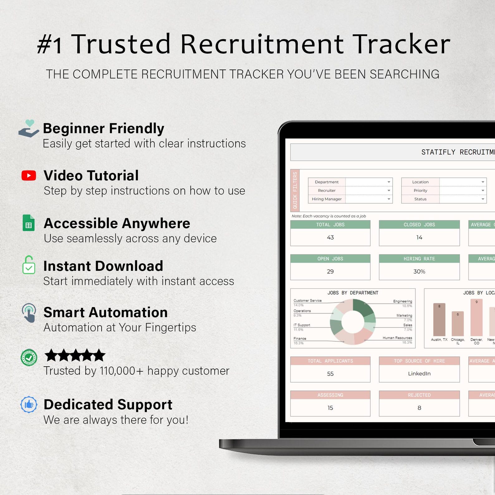 Recruitment Tracker Spreadsheet Hiring Tracker Recruiting Planner ...