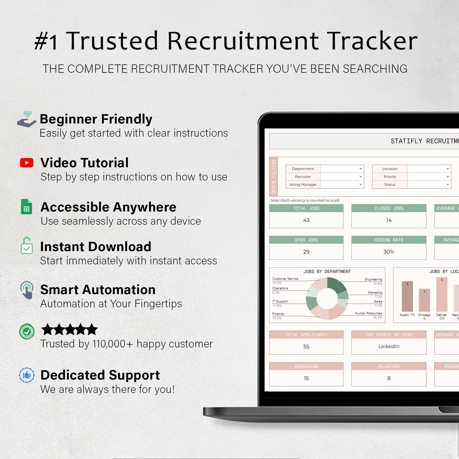Recruitment Tracker Spreadsheet Hiring Tracker Recruiting Planner ...