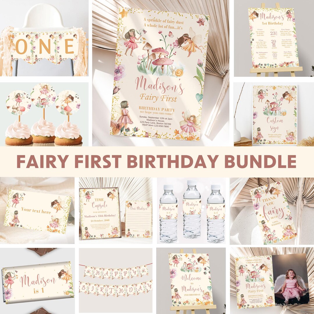 Fairy First Birthday Invitation Bundle My Fairy First Birthday ...