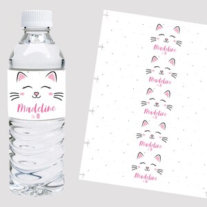 Cat Water Bottle Labels Cat Bottle Wrappers Kitten Decor Kitty Birthday ...