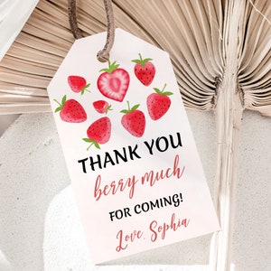 Editable Strawberry Favor Tag Template Berry Much Thank You Tags Girl ...