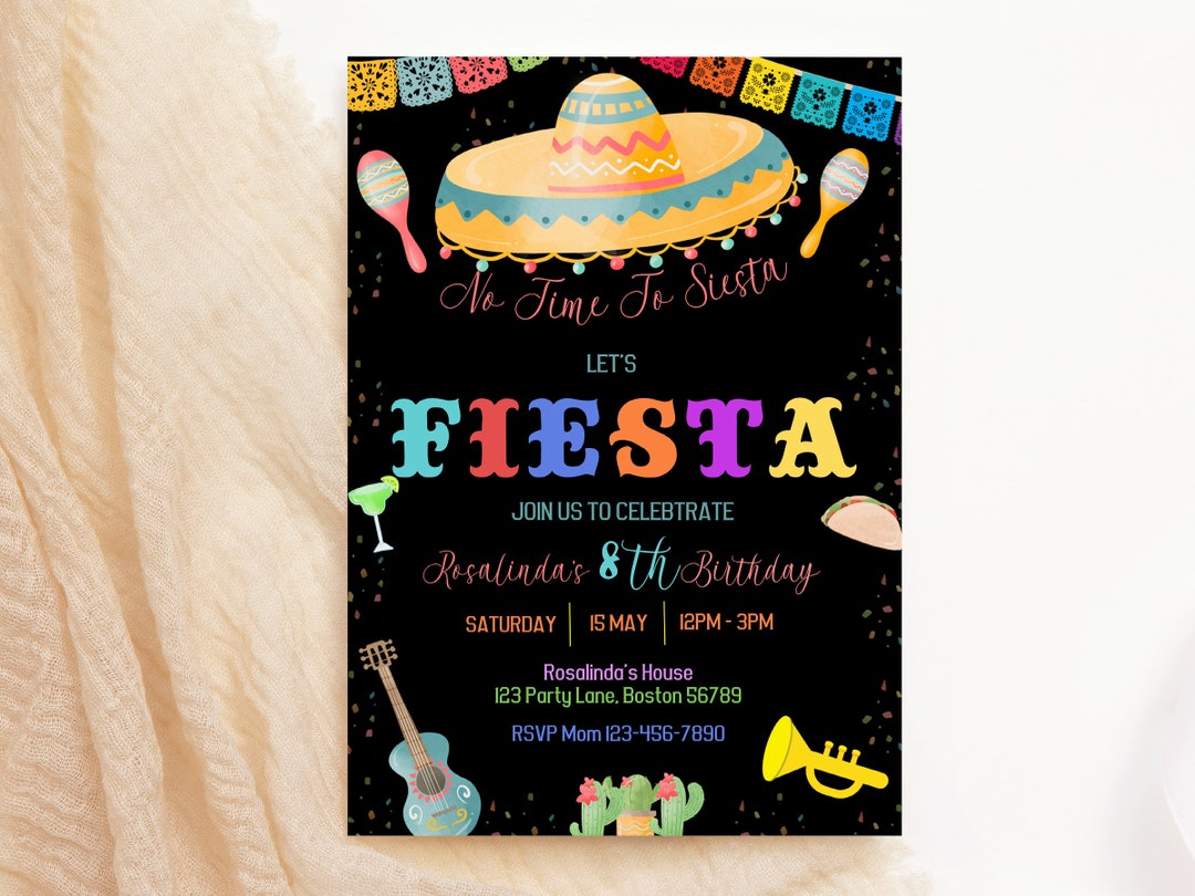 Editable Mexican Fiesta Birthday Invitation Fiesta Theme Party Invite ...