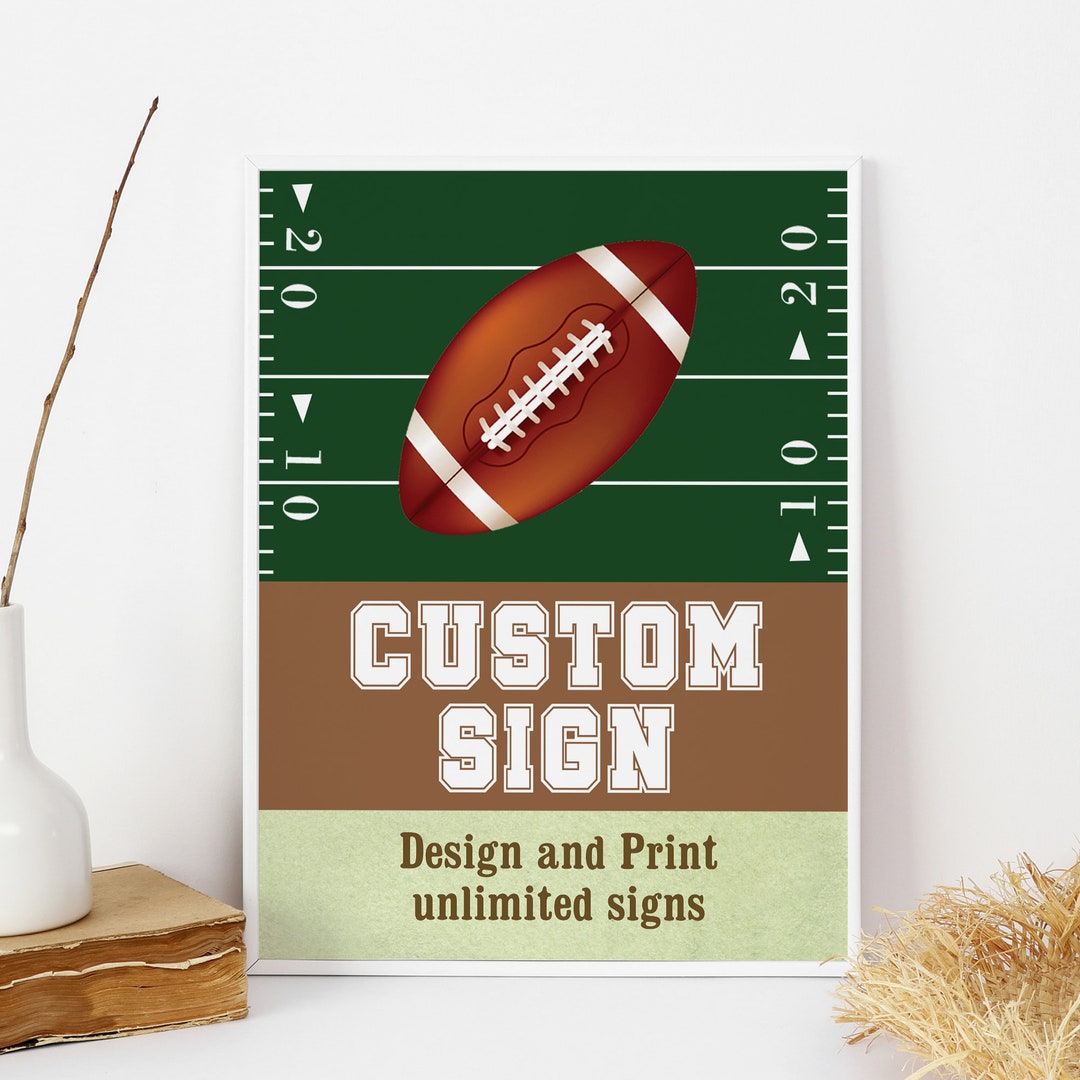 Football Custom Sign Football Party Signs First Year Down Birthday Sign ...