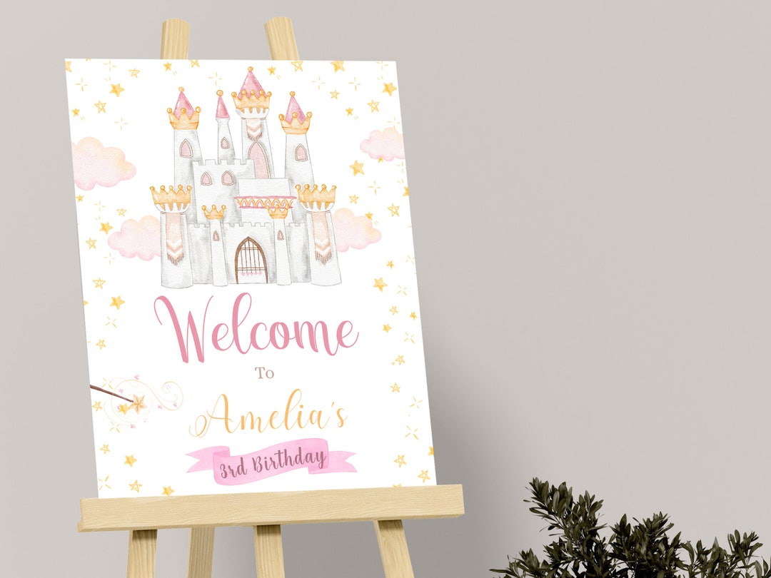 Princess Welcome Sign Princess Birthday Sign Princesses Welcome Poster ...