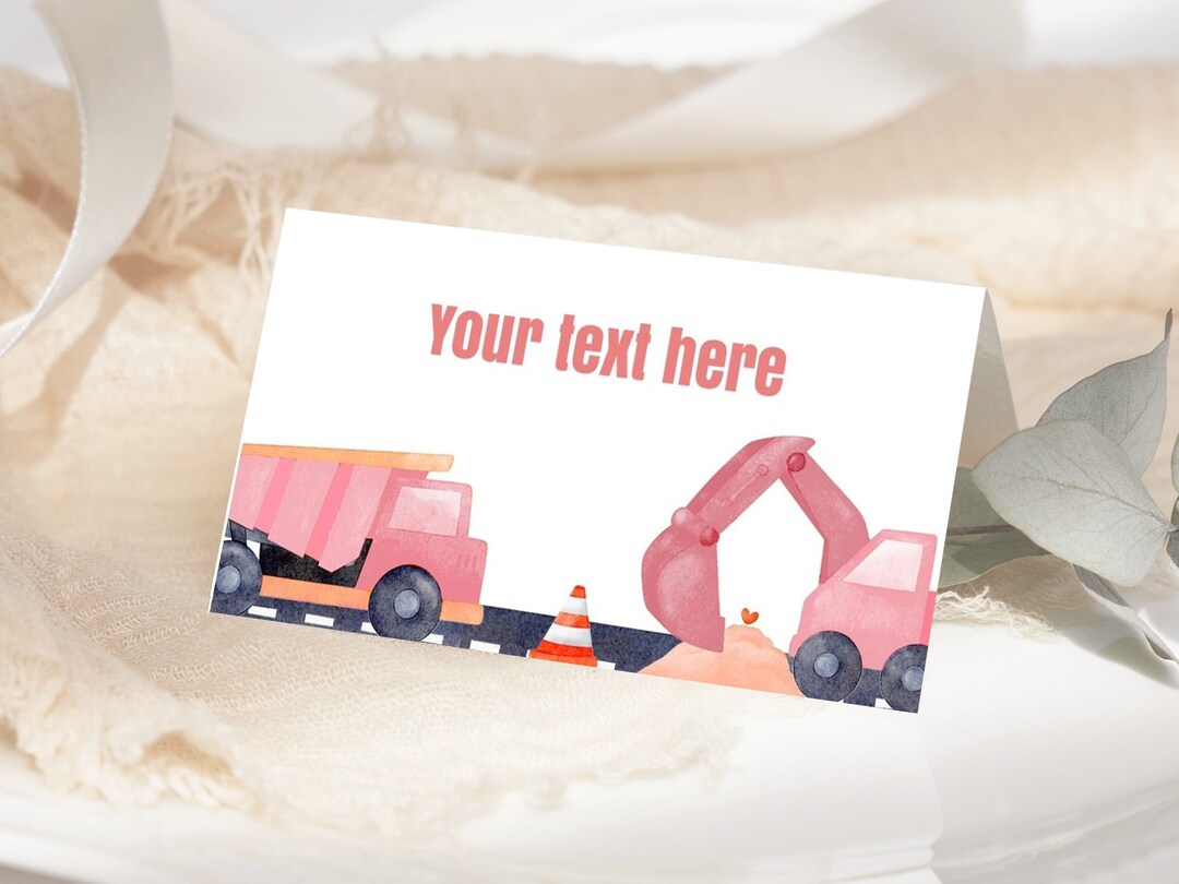 Construction Food Tent Card Dump Truck Birthday Digger Food Label ...