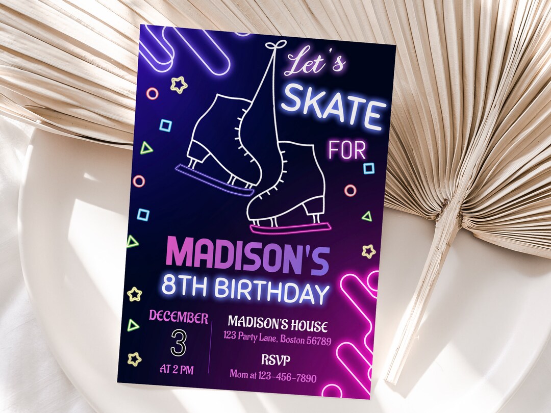 Ice Skating Invitation Ice Skate Birthday Invite Ice Skates Invitation ...