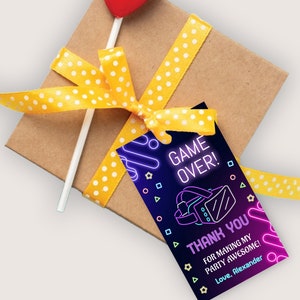 Virtual Reality Favor Tags VR Thank You Tags VR Birthday Tags Game Over ...