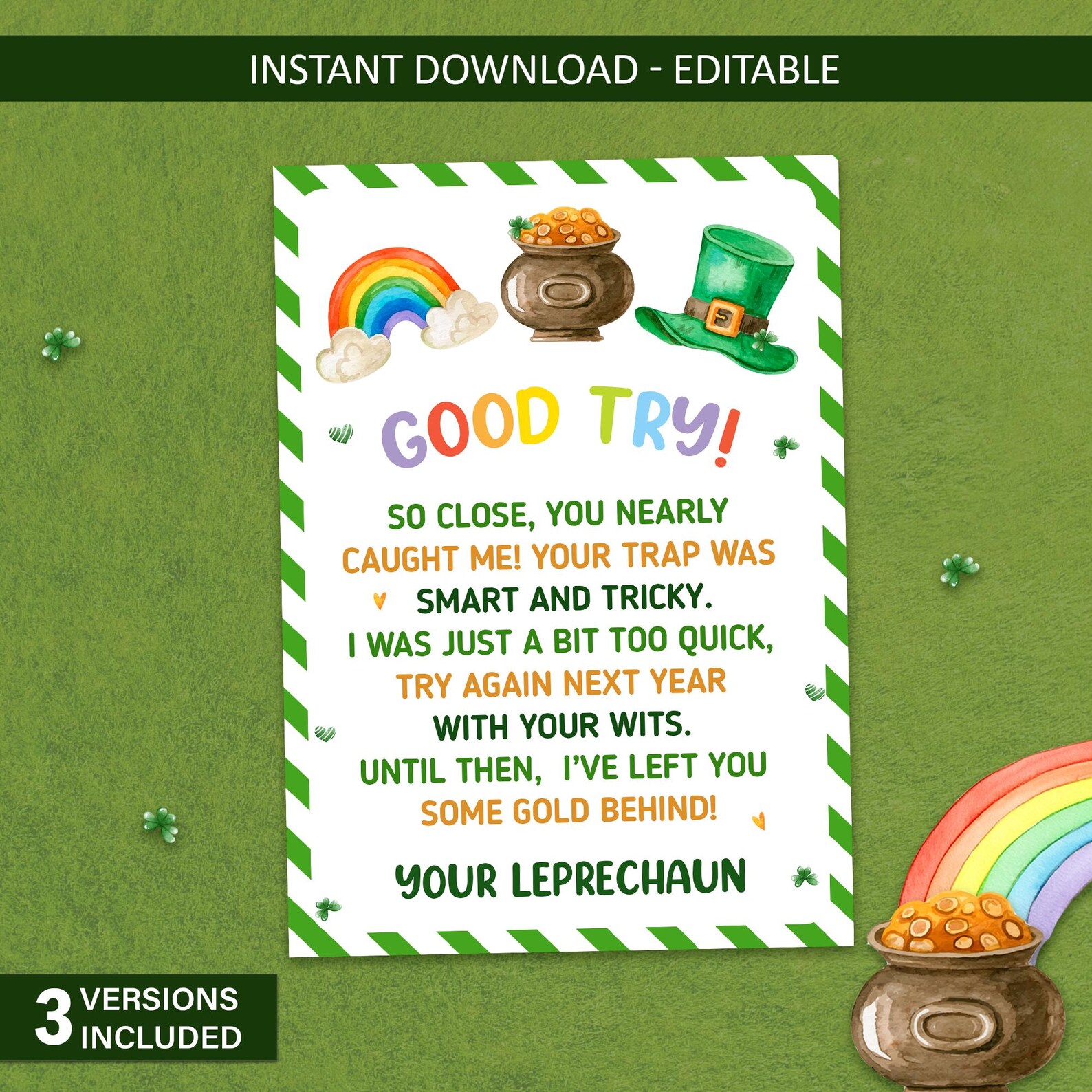 St Patricks Day Kids Printable Leprechaun Letter Trap Note Saint ...