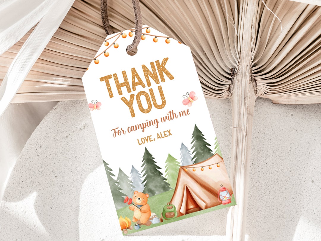 Camp Birthday Favor Tags Camping Thank You Tags Camping Theme - Etsy