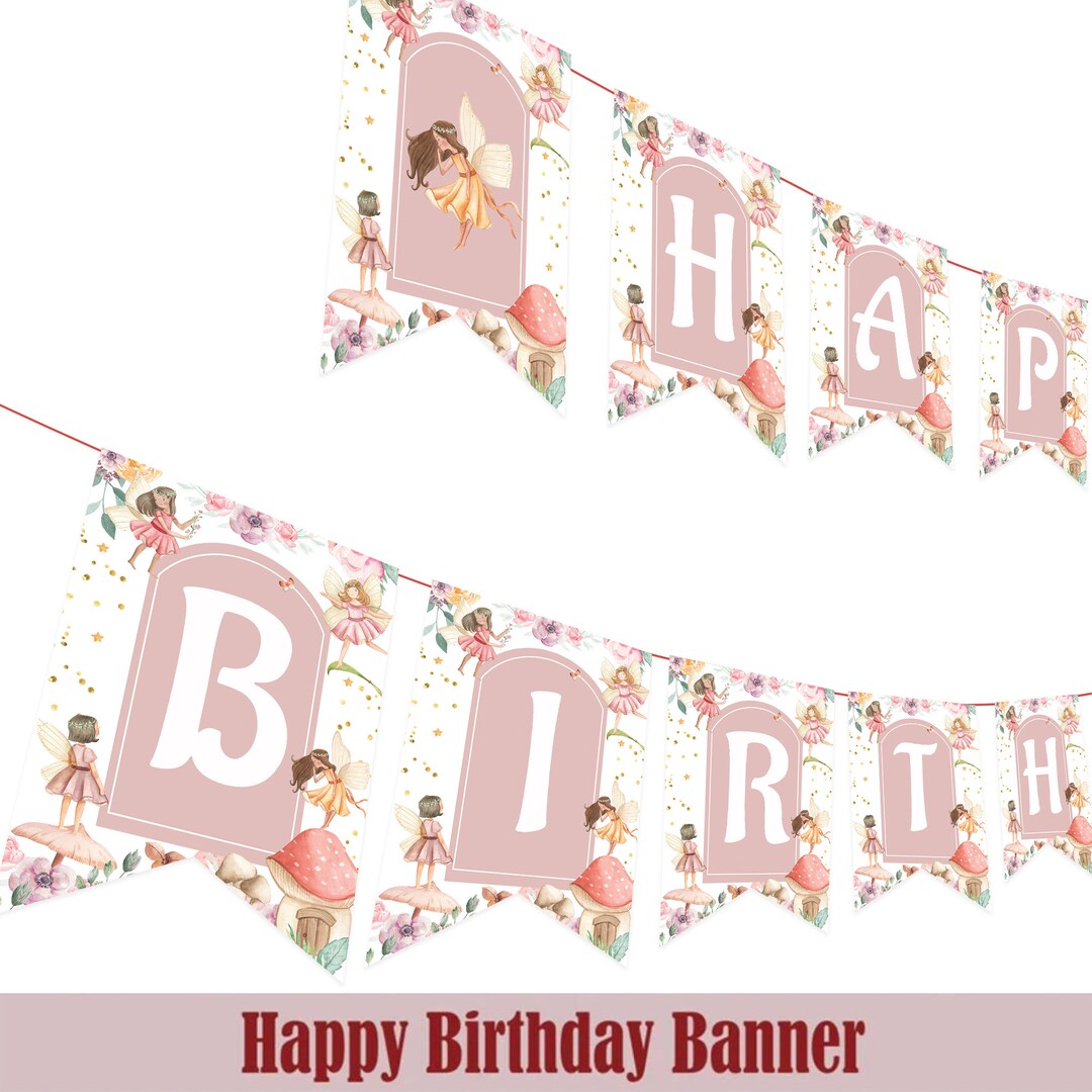 Fairy First Birthday Banner My Fairy First Decoration Fairy Bunting ...