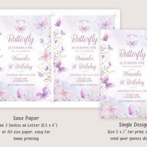 Butterfly Invitation Butterfly Birthday Invitation Purple Butterfly ...