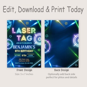 Laser Tag Birthday Invitation Laser Tag Invitation Lazer Tag Invitation ...