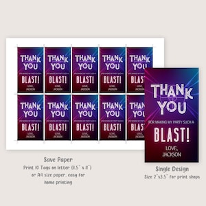 Laser Tag Favor Tags Laser Tag Thank You Tags Laser Tag Birthday Party ...