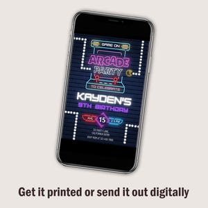 Arcade Birthday Invitation Arcade Party Invitation Gaming Invitation ...