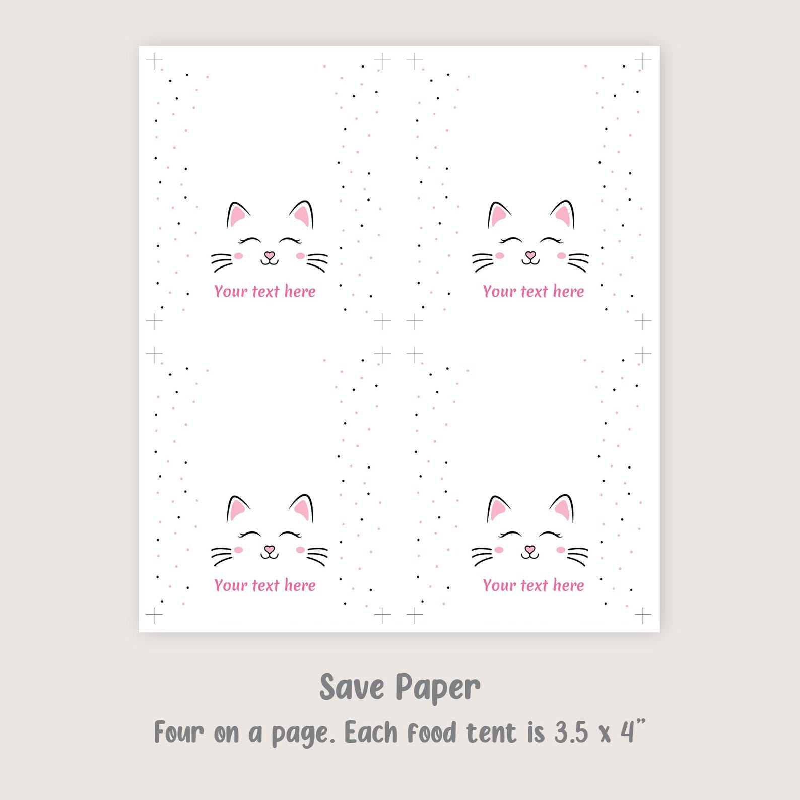 Cat Food Tent Cat Birthday Tent Card Kitten Food Label Kitty Party Food ...