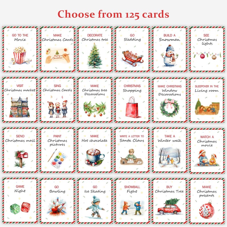 Christmas Advent Activity Cards Advent Calendar Kids Family Christmas ...