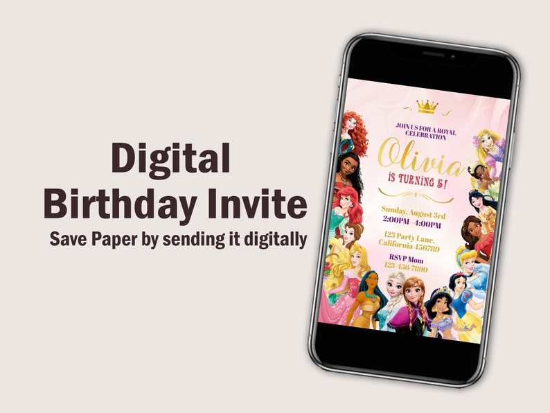 Princess Birthday Invitation Girl Princess Birthday Party - Etsy