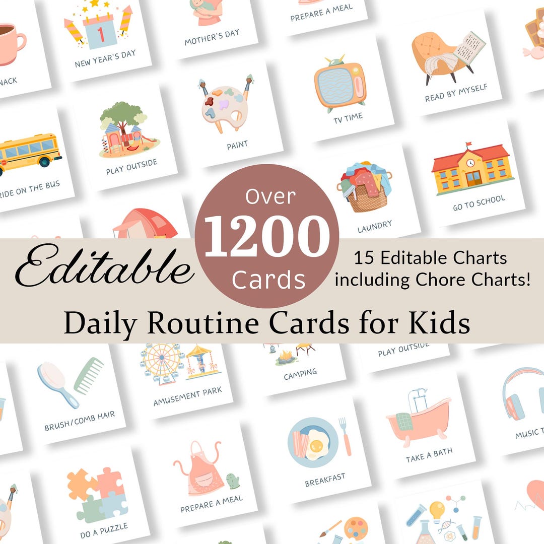 Daily Routine Cards Visual Schedule Toddler Routine Chart for Kids ...