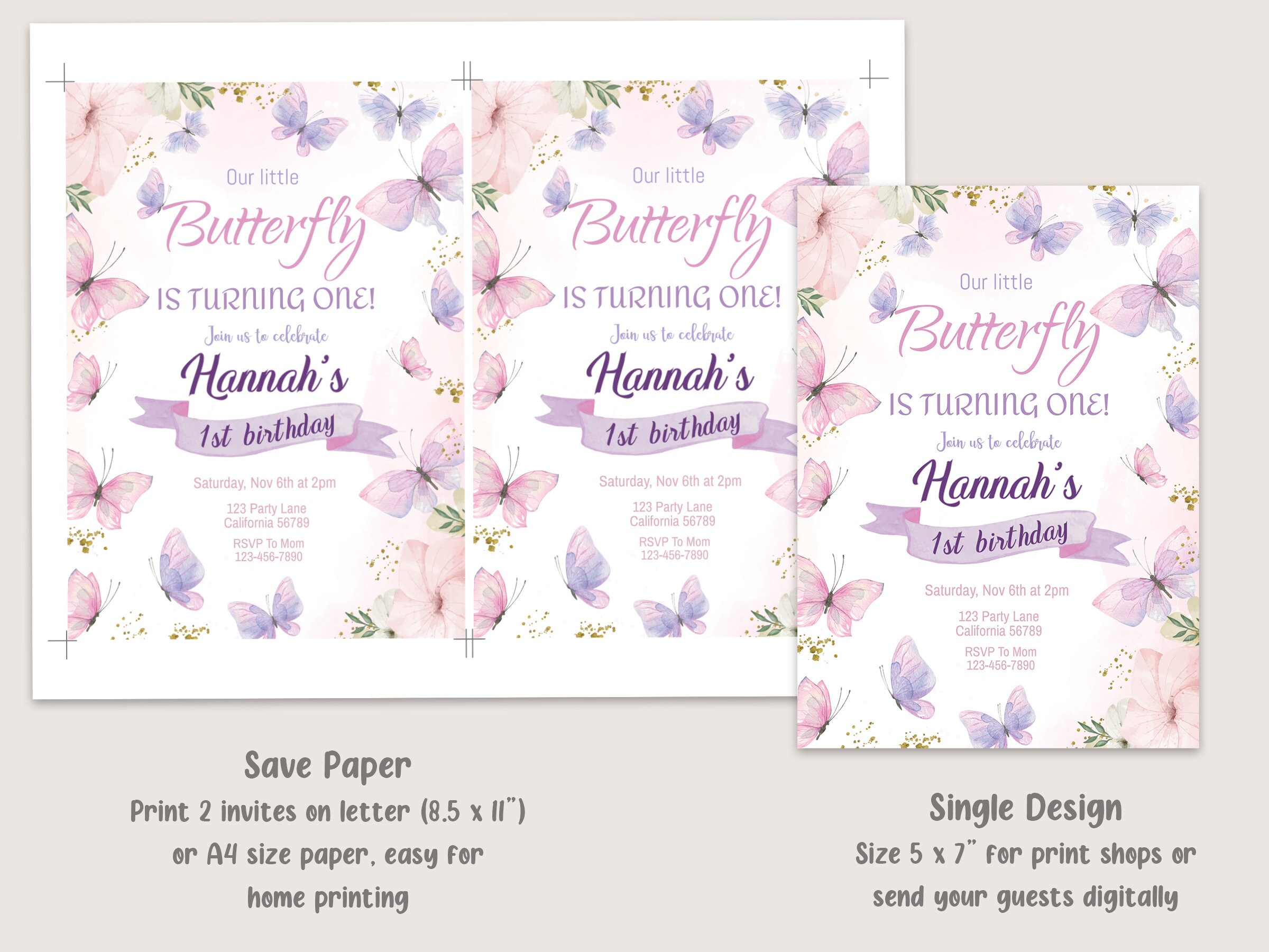 Butterfly Invitation Butterfly Birthday Party Invitation - Etsy